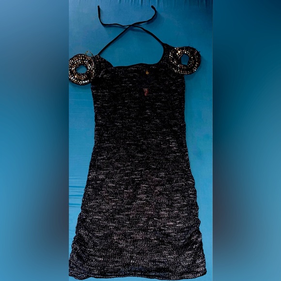 Apple Bottoms | Dresses | Apple Bottom Black Gray Knit Dress W Gold ...